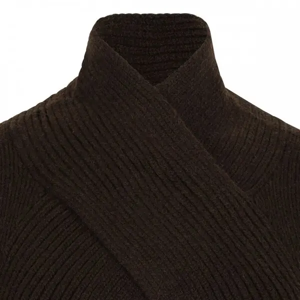 GANNI Ribbed Knit Pullover With Cross-over Neckline