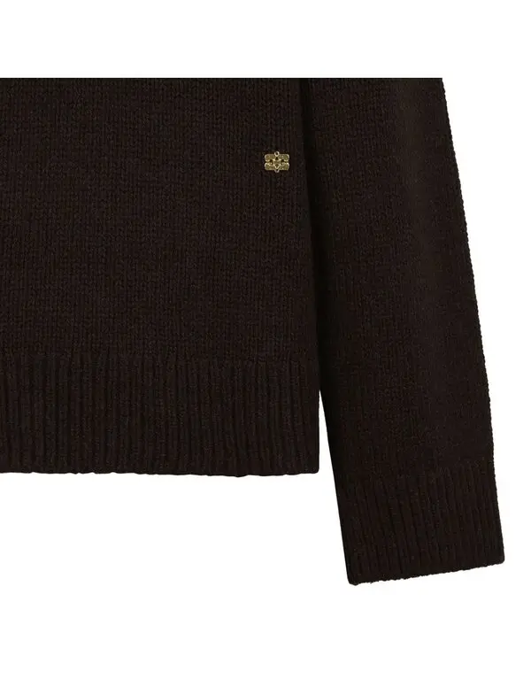 GANNI Ribbed Knit Pullover With Cross-over Neckline