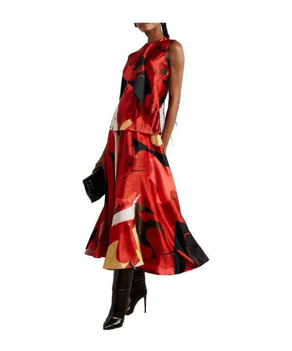 ROKSANDA Printed Satin Midi Skirt