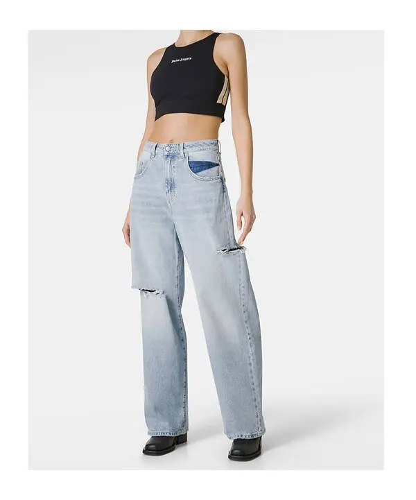ICON DENIM LOS ANGELES Poppy Ripped Jeans With Logo Patch