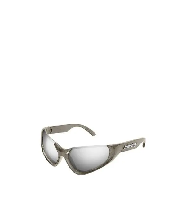 Balenciaga Oval Frame Logo Sunglasses - Gray