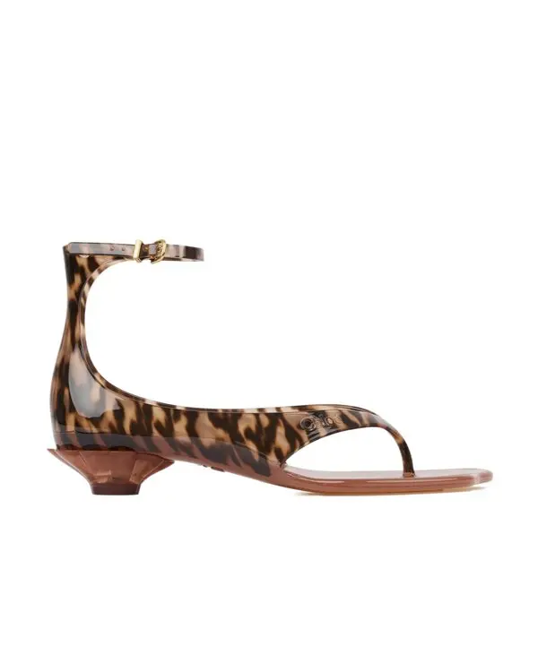 Chloé Jelly Thong Sandals With Ankle Strap - Black-brown