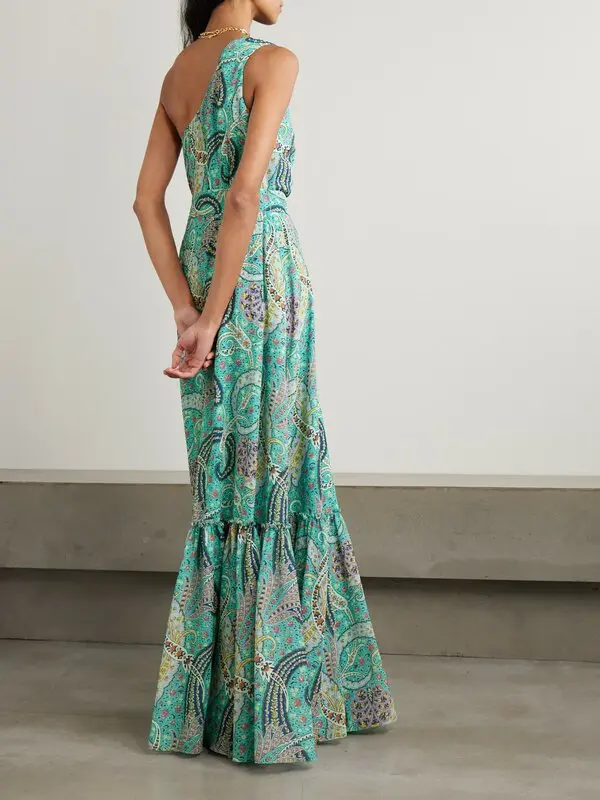 Etro One-shoulder Paisley Print Maxi Dress