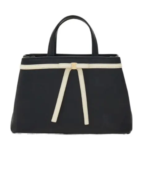 FERRAGAMO Bow Detail Mini Top Handle Bag - Black/mascarpone