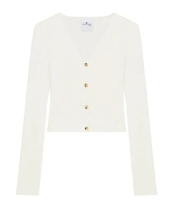 COURREGES Solar Ribbed Cardigan - White