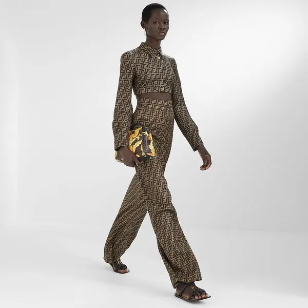 Fendi Allover Ff Printed Straight-leg Pants - Brown