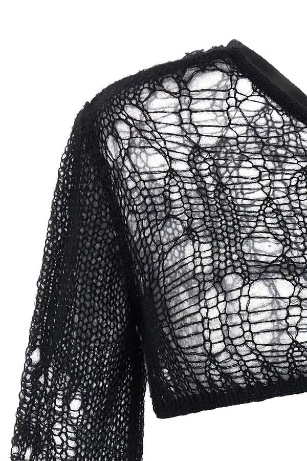 Rick Owens Spider Ziggy Top One Shoulder Cropped Mesh