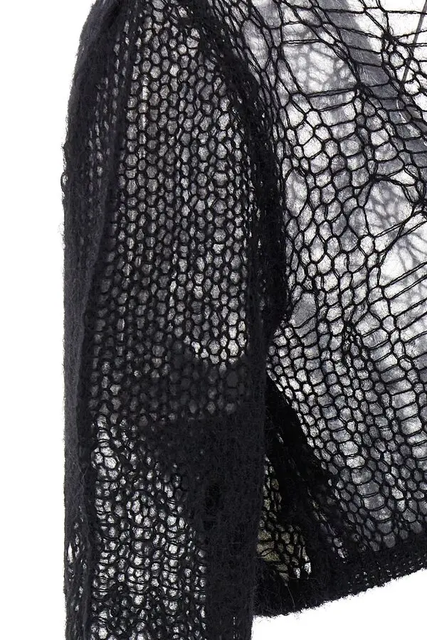 Rick Owens Spider Ziggy Top One Shoulder Cropped Mesh