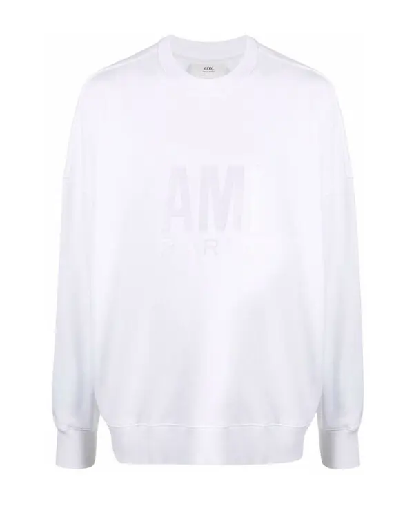 Ami Tonal Logo-embroidered Sweatshirt - White