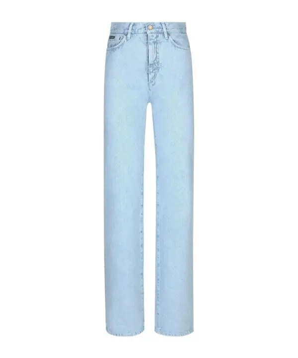 Dolce & Gabbana High-waisted Slim-legged Jeans - Light Blue