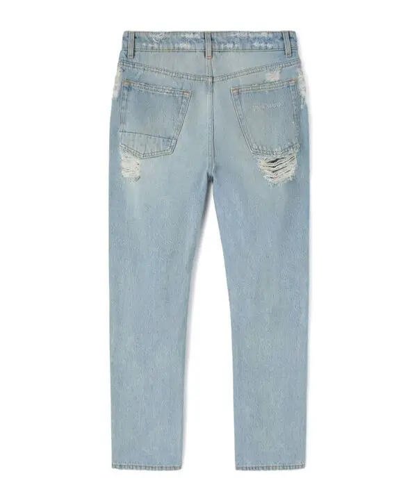 Palm Angels Distressed Straight-leg Jeans With Belt Ring