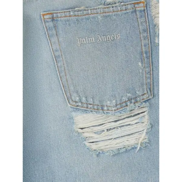Palm Angels Distressed Straight-leg Jeans With Belt Ring