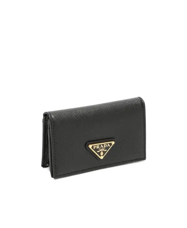 Prada Logo Plaque Fold Over Cardholder