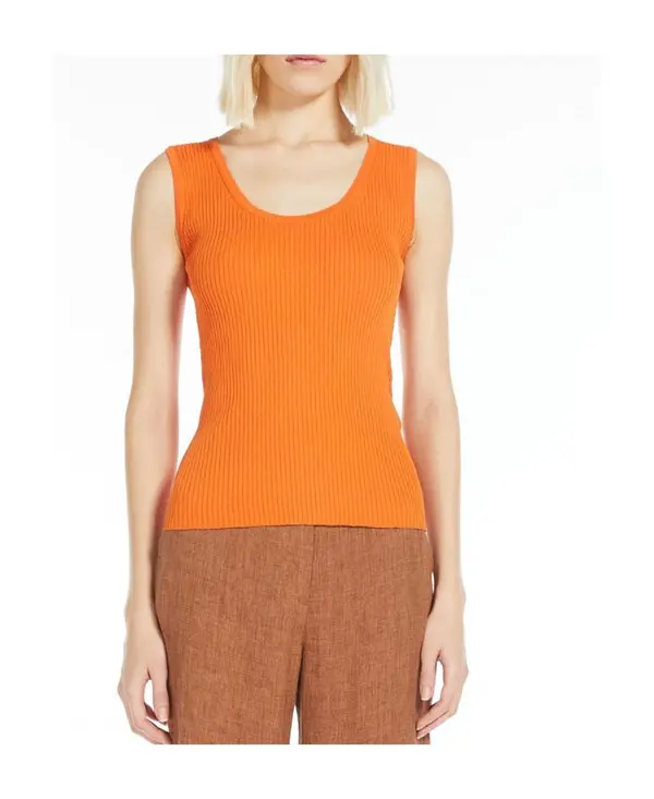 Max Mara Ribbed Round Collar Vest