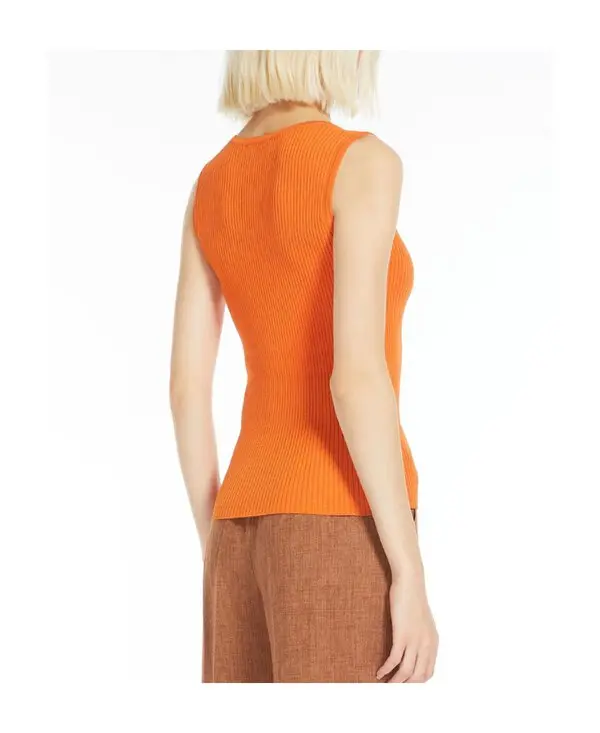 Max Mara Ribbed Round Collar Vest