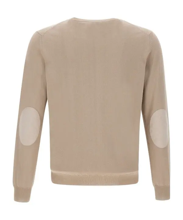 KANGRA Crew Neck Sweater With Elbow Patches - Nude