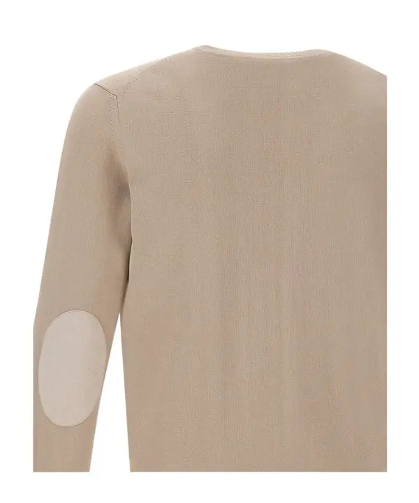 KANGRA Crew Neck Sweater With Elbow Patches - Nude