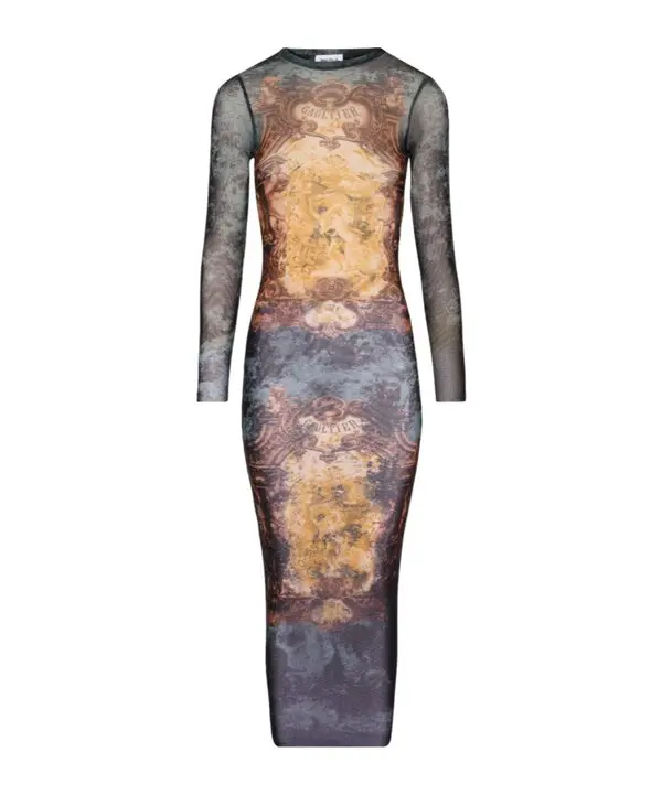 JEAN PAUL GAULTIER Printed Long Sleeve Dress - Gray