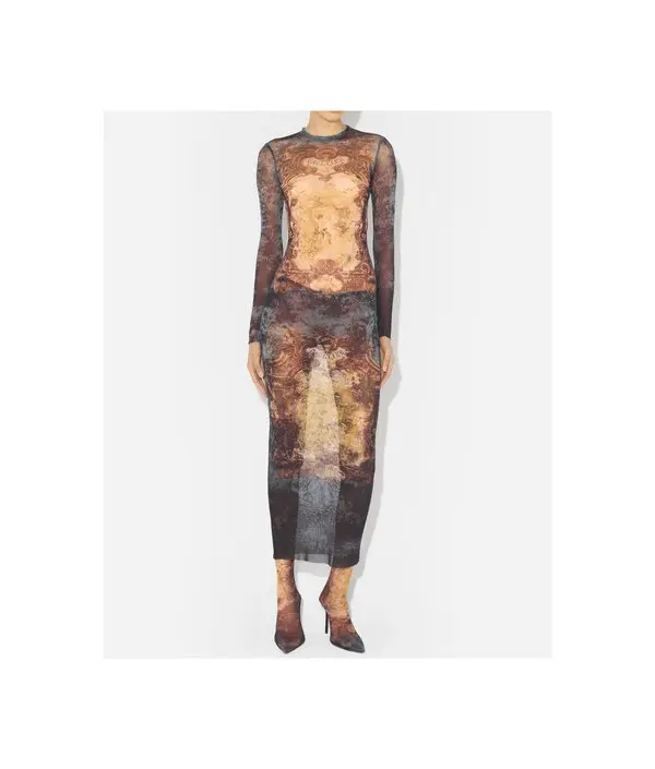 JEAN PAUL GAULTIER Printed Long Sleeve Dress - Gray