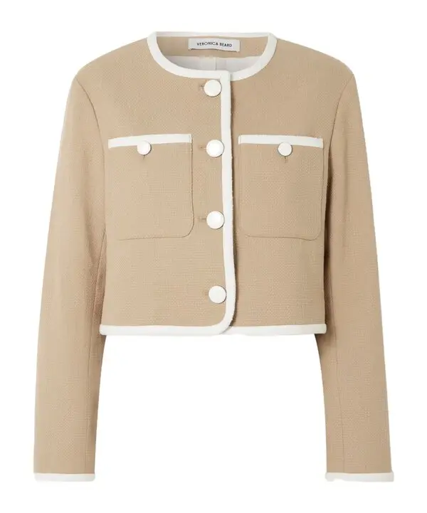 Veronica Beard Cropped Button-down Jacket - Nude