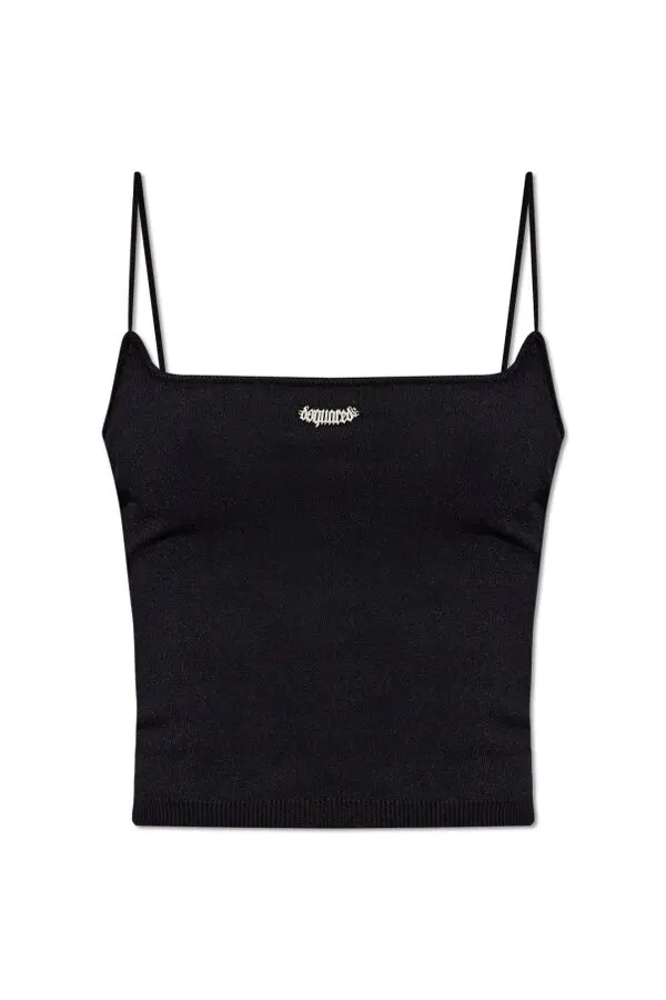 Dsquared2 Knit Top With Logo Plaque - Black