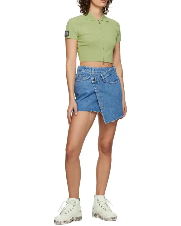 Ksubi Asymmetric Denim Miniskirt With Logo Tag