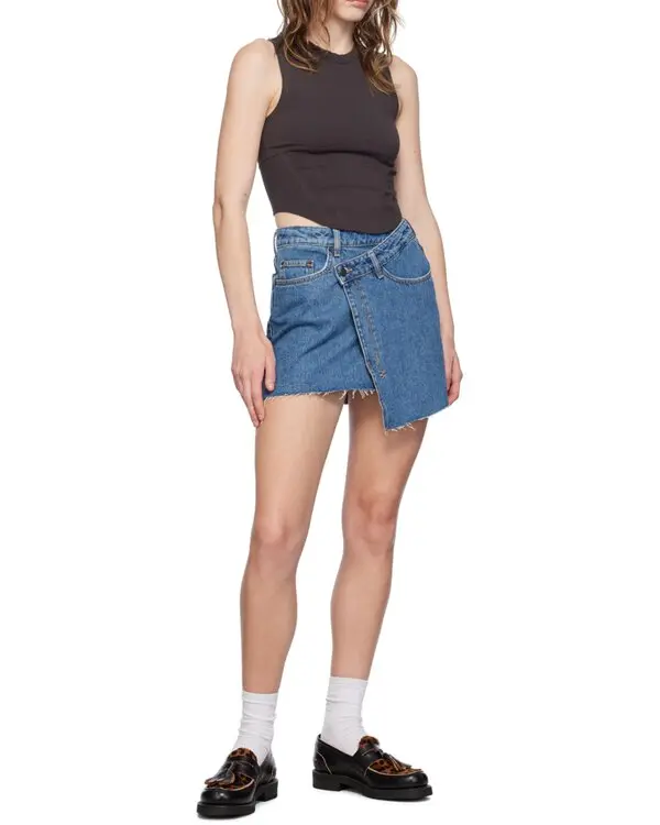 Ksubi Asymmetric Denim Miniskirt With Logo Tag