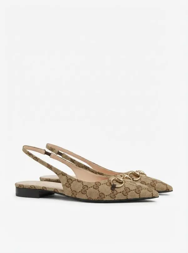 Gucci Horsebit Slingback Ballet Flats - Nude