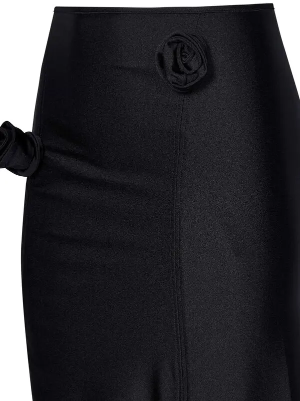 Coperni High-waisted Asymmetric Midi Skirt With Floral Patches - Black