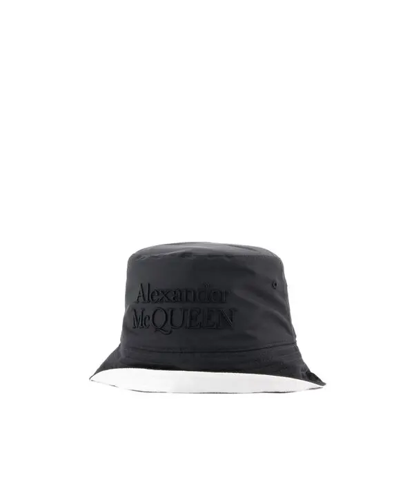 Alexander McQueen Reversible Bucket Hat With Embossed Logo - Black