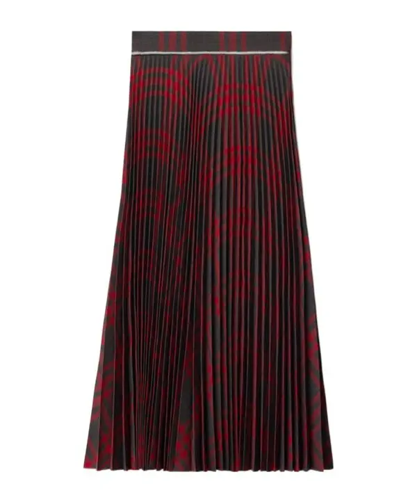 Burberry Checked Pleated Skirt With Zip Detail - Lake Color