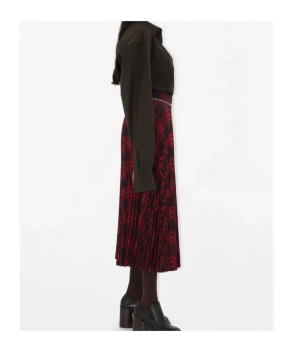 Burberry Checked Pleated Skirt With Zip Detail - Lake Color