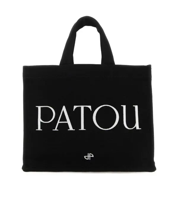 PATOU Logo Printed Small Top Handle Bag - Black