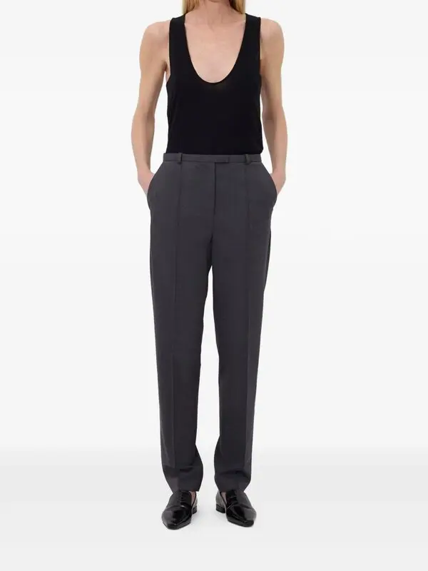 Loulou De Saison Malka Pleat-front Tapered Virgin Wool Blend Trousers - Black