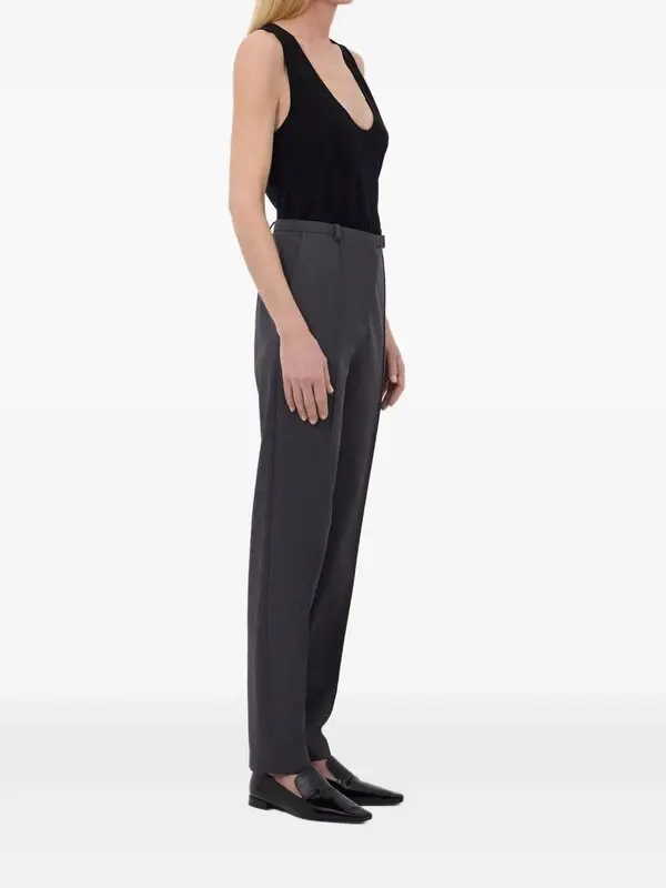 Loulou De Saison Malka Pleat-front Tapered Virgin Wool Blend Trousers - Black