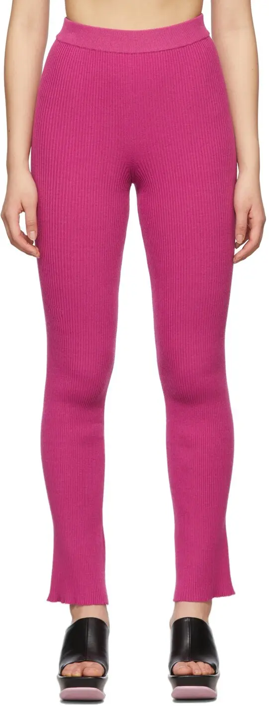 MSGM High-waisted Ribbed-knit Trousers