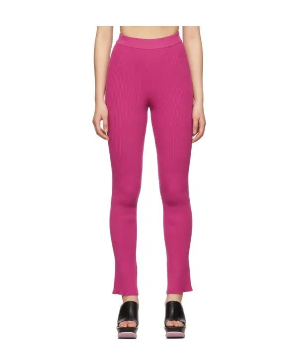 MSGM High-waisted Ribbed-knit Trousers