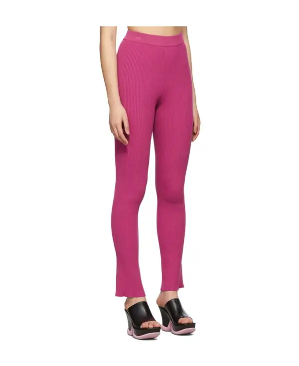 MSGM High-waisted Ribbed-knit Trousers