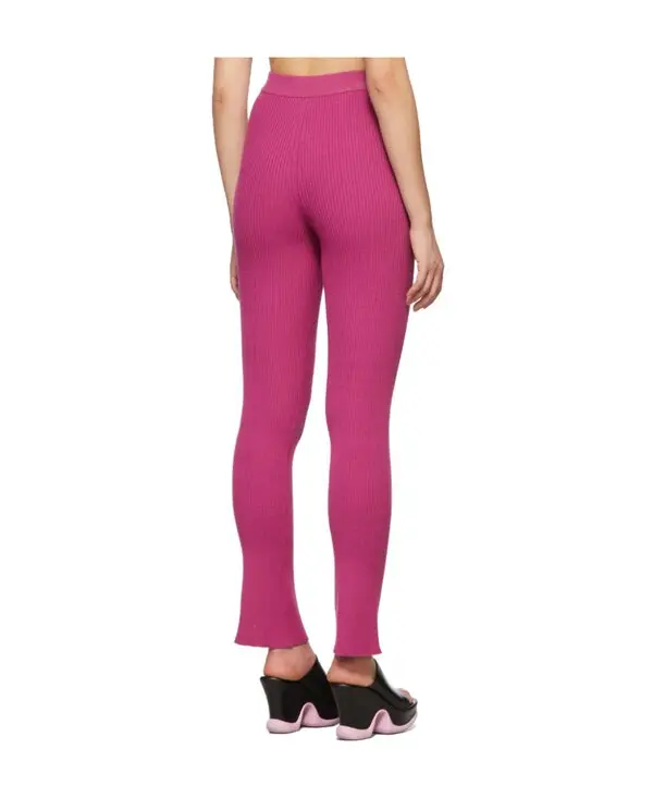 MSGM High-waisted Ribbed-knit Trousers