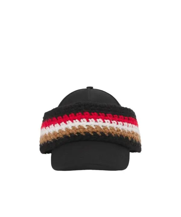 Burberry Curved Peak Knitted Baseball Hat - Black