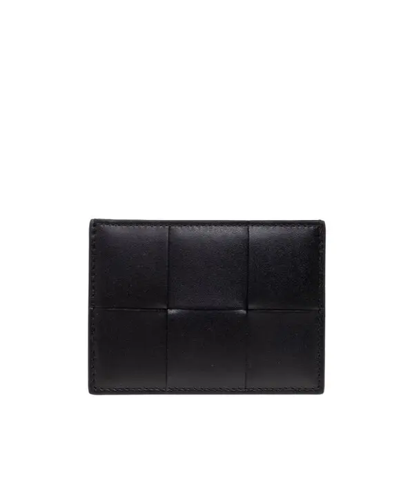 Bottega Veneta Signature Weave Card Holder - Black