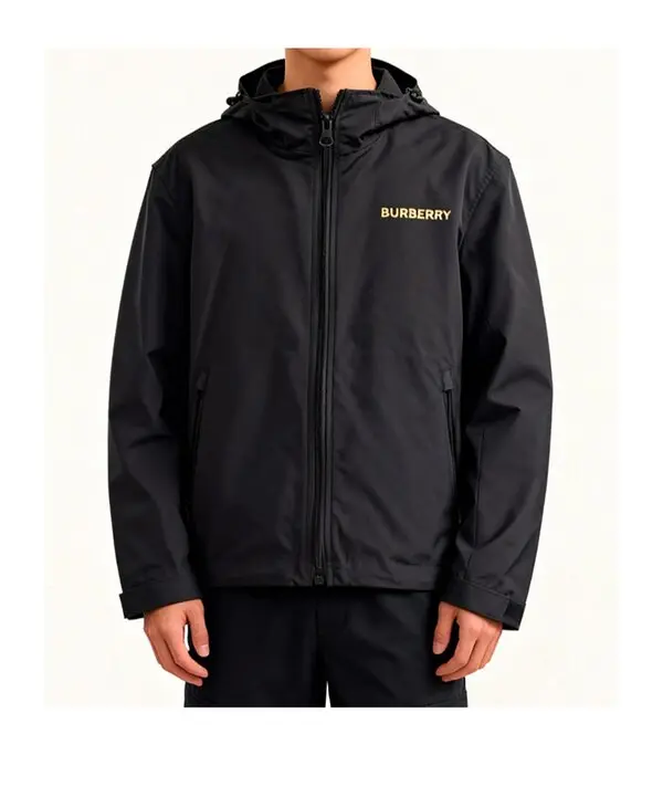 Burberry Hooded Jacket With Zipper Closure