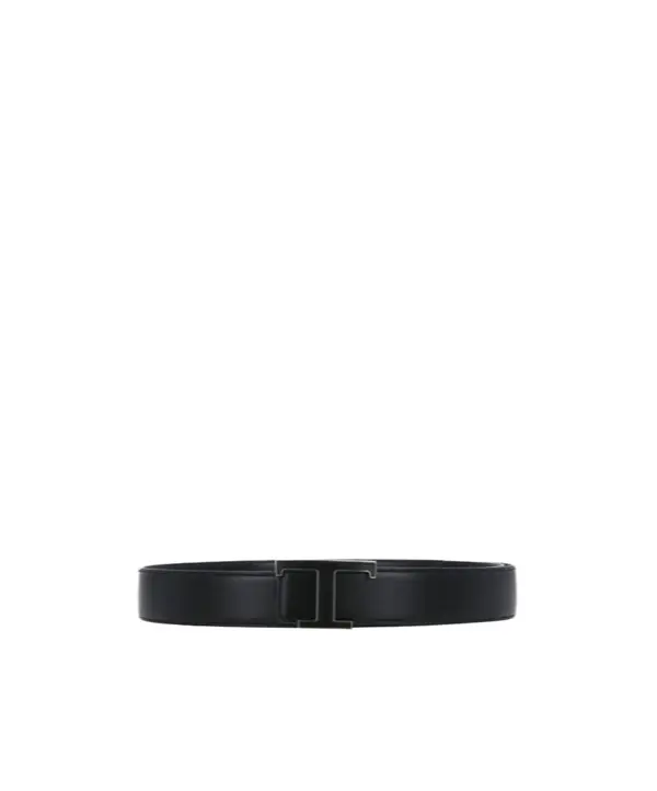 TOD'S Logo Plaque Buckled Belt - Black