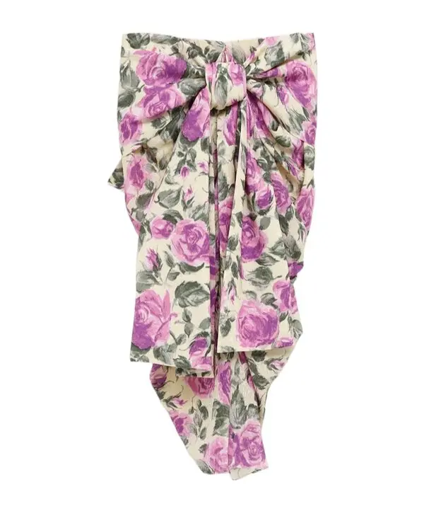 Chloé Bow Front Floral Midi Skirt - Yellow-purple