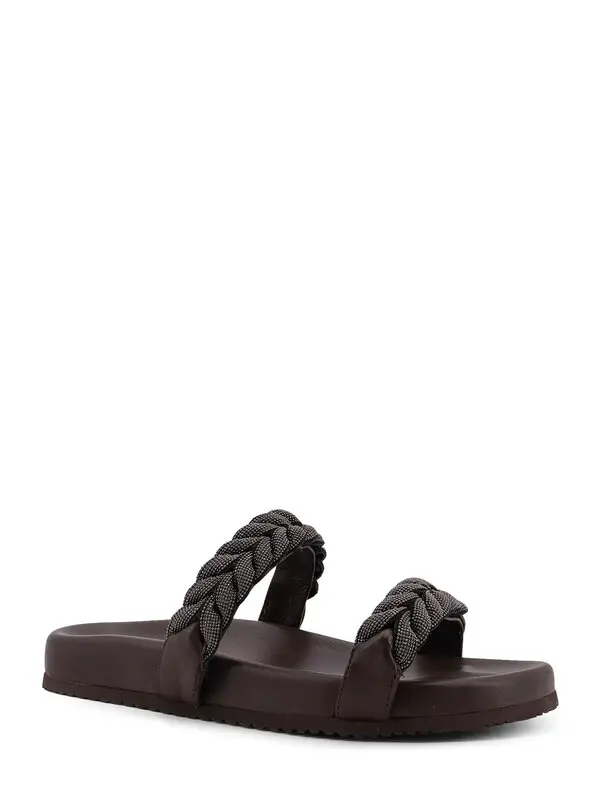 Brunello Cucinelli Braided Embellished Flat Sandals - Black