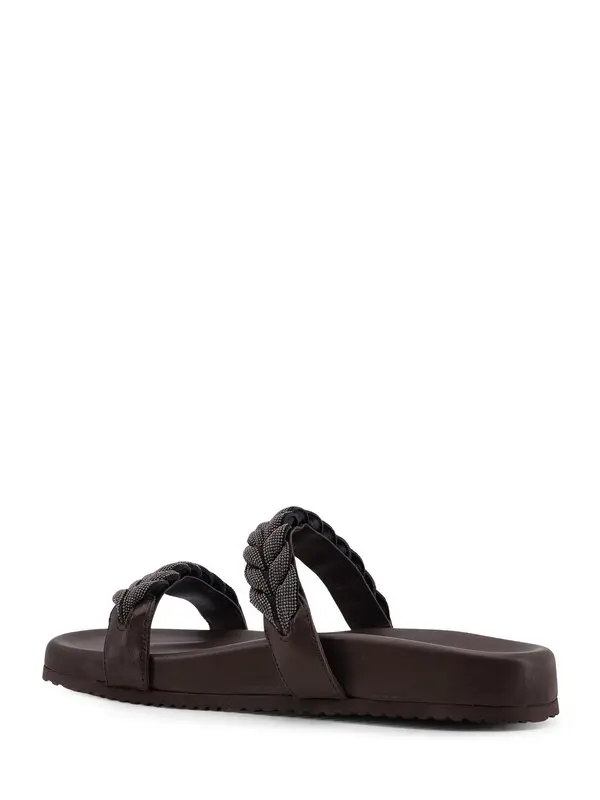 Brunello Cucinelli Braided Embellished Flat Sandals - Black