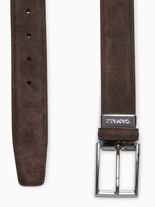 Canali Rectangular Buckle Suede Belt
