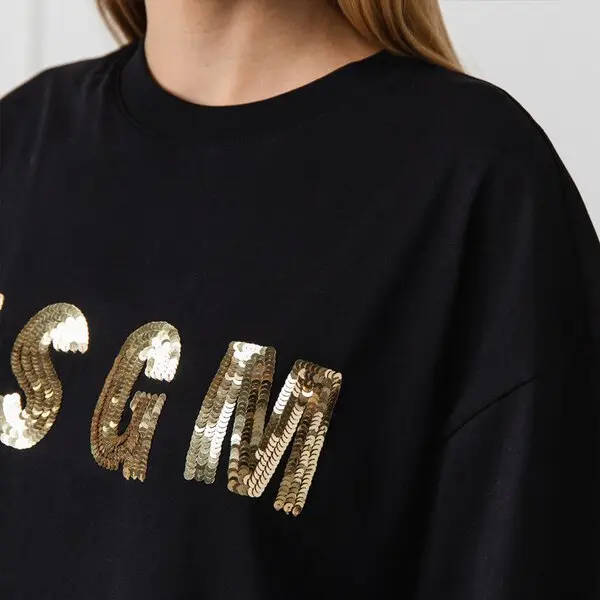 MSGM Sequin Logo T-shirt Dress