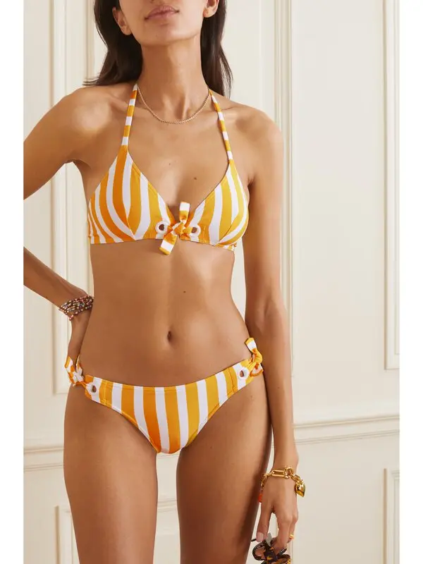 ERES Samba Mucho Striped Triangle Bikini Top - Yellow