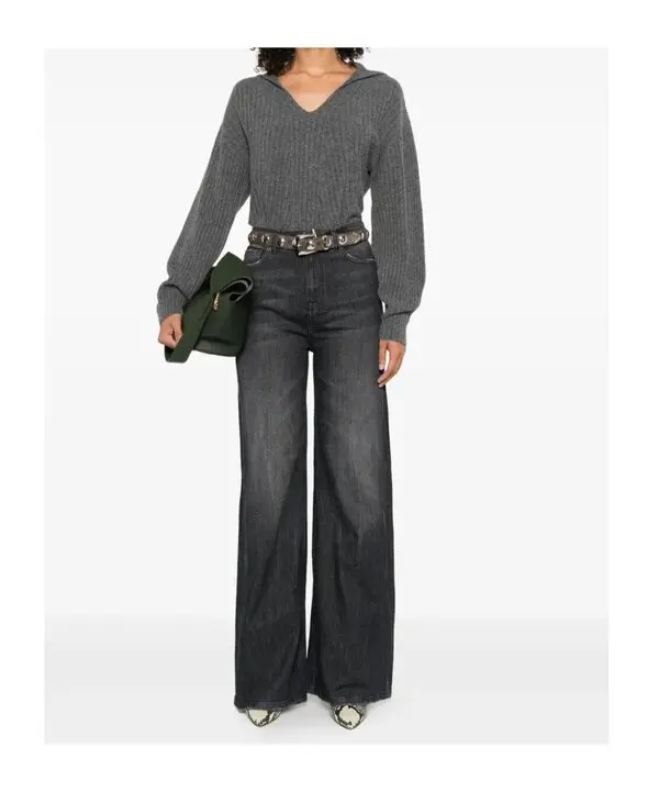 TWINSET Ribbed V-neck Hooded Jumper